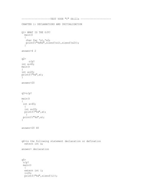Test Your C Skills Chapter 1 Pdf Scope Computer Science C