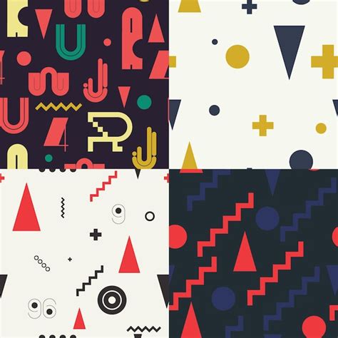 Premium Vector Geometric Set Seamless Pattern
