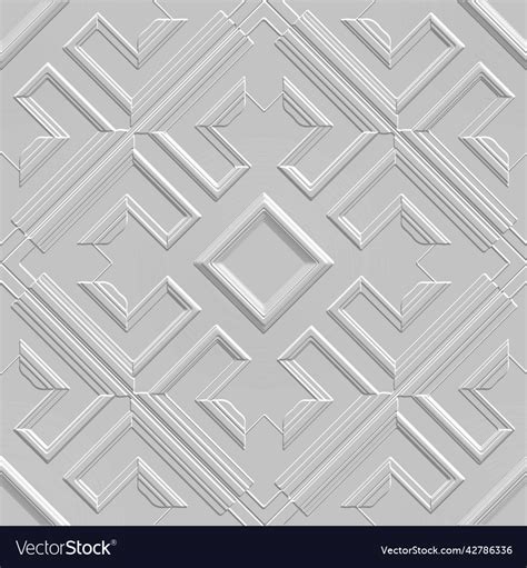 Elegant Geometric Emboss 3d Seamless Pattern Vector Image