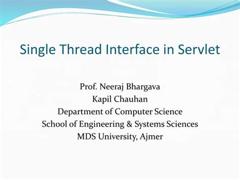 Single Thread Interface In Servlet Ppt