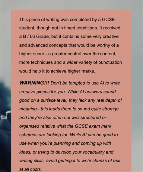 Aqa Gcse English Language Paper 1 Section B Descriptive Writing B L6