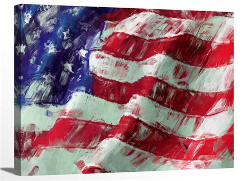 American Flag Abstract Oil Painting Us Usa America Modern Artwork