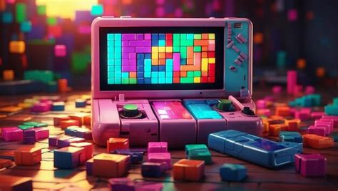 Premium Ai Image Retro Tetris Game Handheld Console