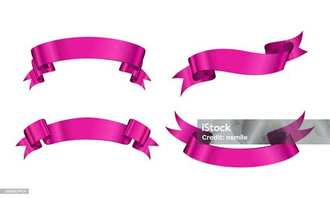벡터 핑크 광택 리본 벡터 배너 세트입니다 리본 라벨 핑크 글로시 리본 컬 태그 벡터에 대한 스톡 벡터 아트 및 기타 이미지 벡터 분홍 0명 Istock