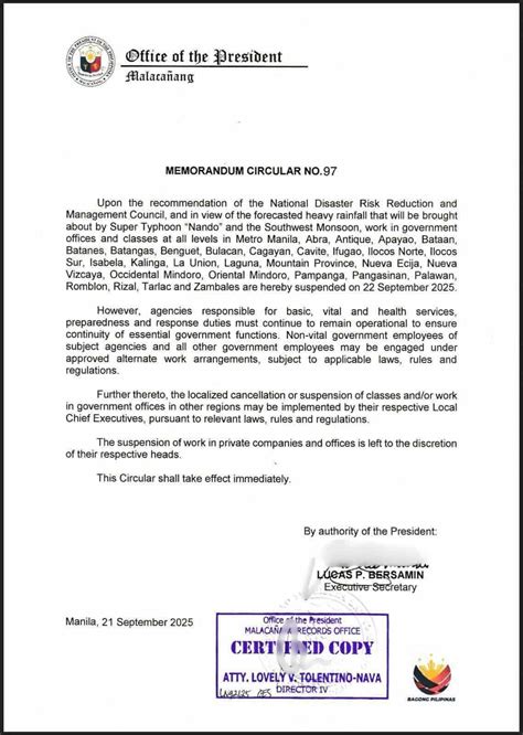 Philippine 𝑶𝑭𝑭𝑰𝑪𝑰𝑨𝑳 𝑨𝑵𝑵𝑶𝑼𝑵𝑪𝑬𝑴𝑬𝑵𝑻 𝑺𝑼𝑺𝑷𝑬𝑵𝑺𝑰𝑶𝑵 𝑶𝑭 𝑪𝑳𝑨𝑺𝑺𝑬𝑺 And 𝑾𝑶𝑹𝑲