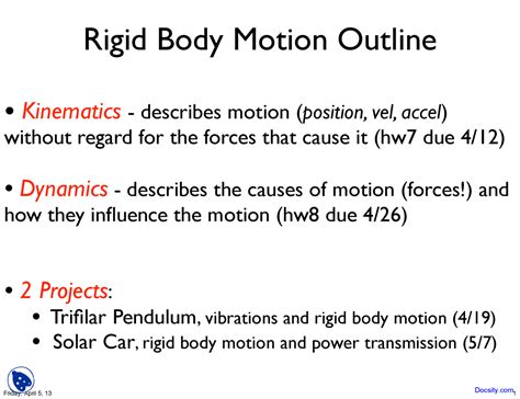 Rigid Body Motion Dynamics And Vibrations Lecture Slides Slides