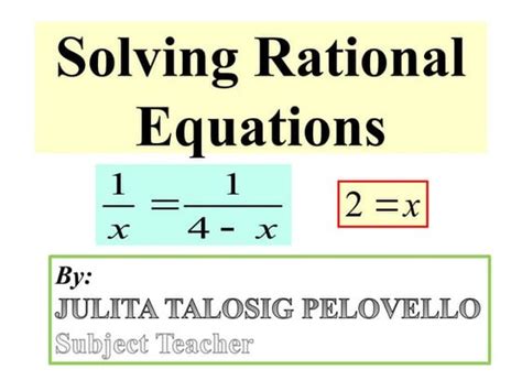 Solving Rational Equations Pptx Physics Science