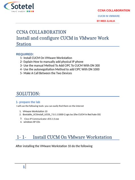 Ccna Voice Lab 2 Cucm In Vmware Pdf Cisco Certifications Codec