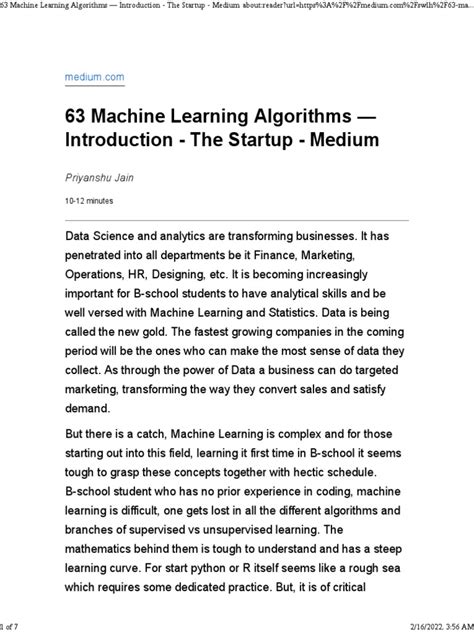 63 Machine Learning Algorithms Introduction The Startup Medium