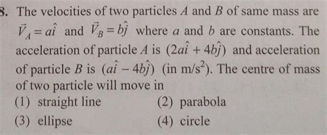 [answered] 8 the velocities of two particles a and b of same mass are a