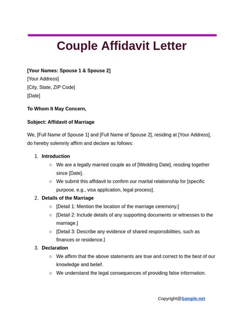 Affidavit Letter Affidavit Letter Of Support For Joint Sponsor