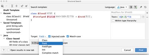 Structural Search And Replace IntelliJ IDEA