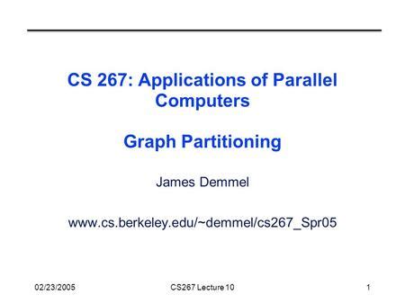 CS Applications Of Parallel Computers Graph Partitioning Ppt Download