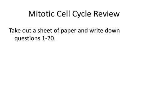 Mitotic Cell Cycle Review And Meiotic Cell Cycle Review