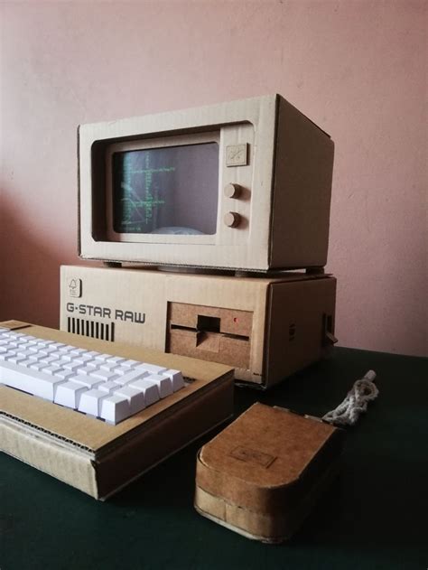 Cardboard Ibm Pc Model With Functional Keyboard