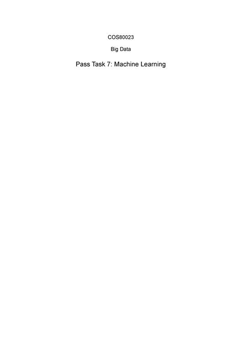Pass Task 7 Task 7 Cos Big Data Pass Task 7 Machine Learning Tutor