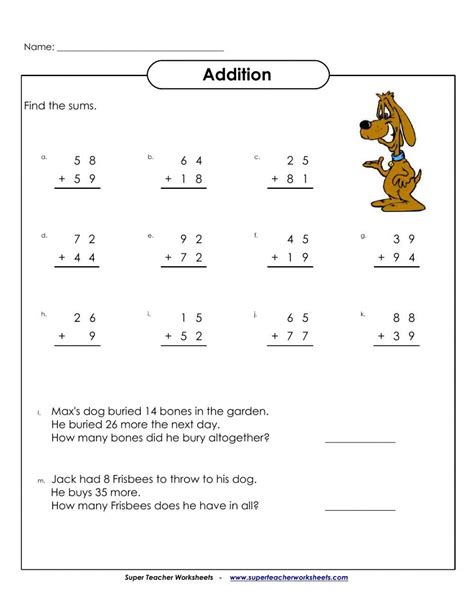 Super Teacher Addition W Regrouping Online Exercise For Live Worksheets Library