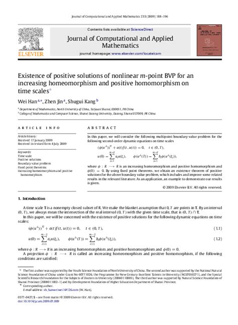 Pdf Existence Of Positive Solutions Of Nonlinear Point Bvp For An