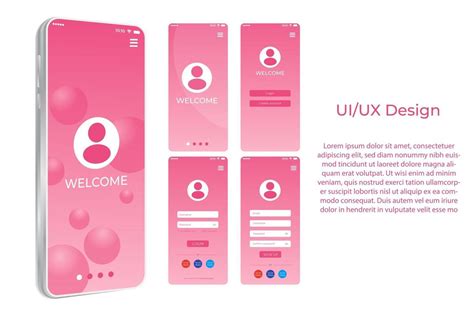 Welcome Screen Login And Register On Screen Log In And Sign Up Ui Ux On Smartphone Screen