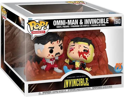 Invincible Tv Omni Man And Invincible Think Mark Pop Moment Vinyl Figure Px Sticker Box