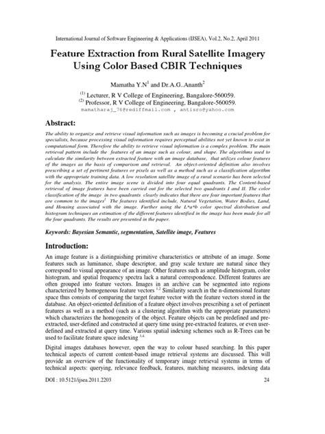 pdf feature extraction from rural satellite imagery using color based