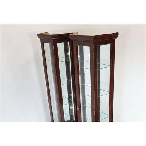 Mid 20th Century Hexagonal Tall Glass Cabinets With Light A Pair