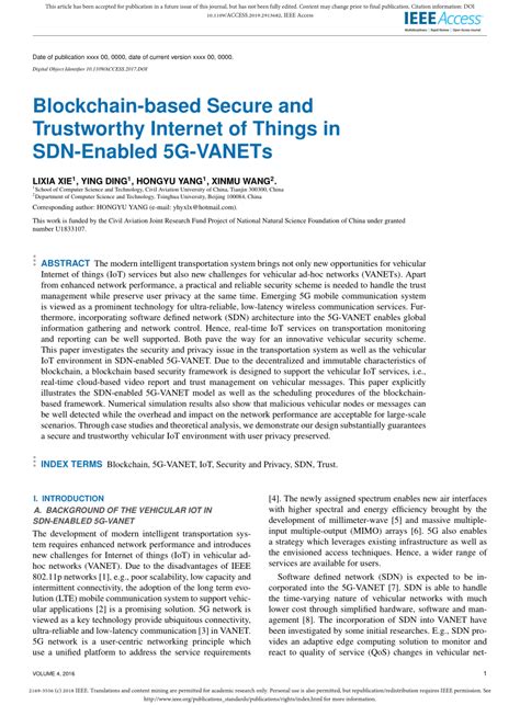 Pdf Blockchain Based Secure And Trustworthy Internet Of Things In Sdn Enabled 5g Vanets