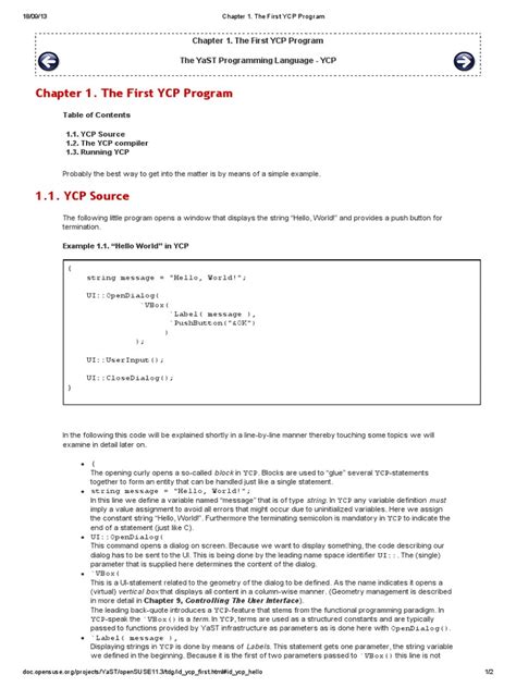 Chapter 1 The First Ycp Program The Yast Programming Language Ycp