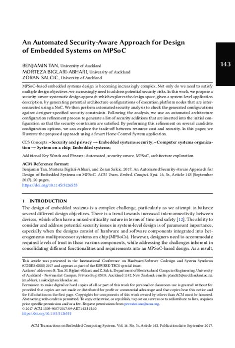 Pdf An Automated Security Aware Approach For Design Of Embedded