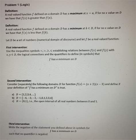 Solved Problem 1 Logic Definition A Real Valued Function