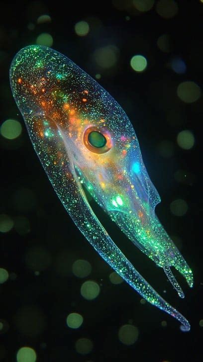 Free Colorful Glowing Squid Image Bioluminescence Squid Underwater