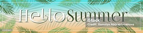 안녕하세요 여름 배너입니다 벡터 일러스트 레이 션 해변 열대 배경 또는 프레임 야자수 잎 0명에 대한 스톡 벡터 아트 및 기타 이미지 Istock