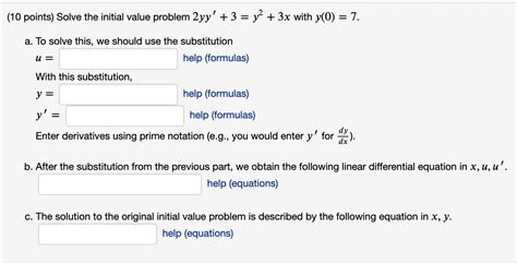 Solved 0 Points Solve The Initial Value Problem
