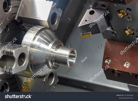 Cnc Lathe Machine Thread Cutting Metal Stock Photo Shutterstock