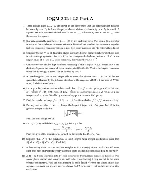Ioqm 2021 Pdf Triangle Mathematical Analysis