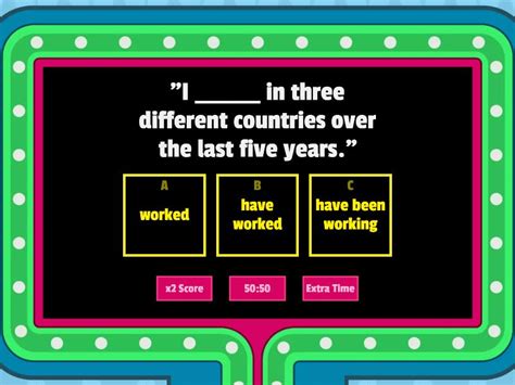Past Simple Present Perfect And Past Simple Gameshow Gameshow Quiz