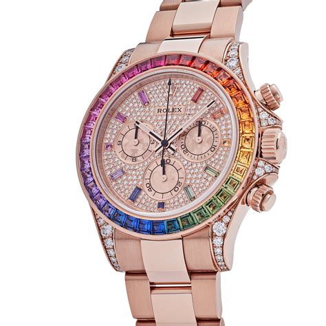 Rolex Daytona 116595rbow Rainbow Rose Gold Pave Diamond Dial Sapphir