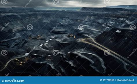 Open Pit Mine Extractive Industry For Coal Top View Aerial Drone Neural Network Ai Generated