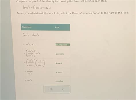 Solved Complete The Proof Of The Identity By Choosing The Chegg Com