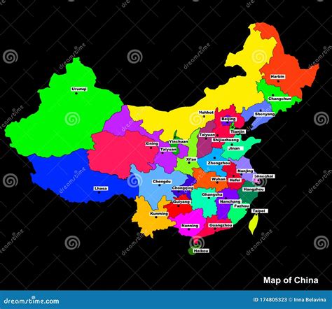 Bright Map Of China Map Of China Graphic Illustration On White