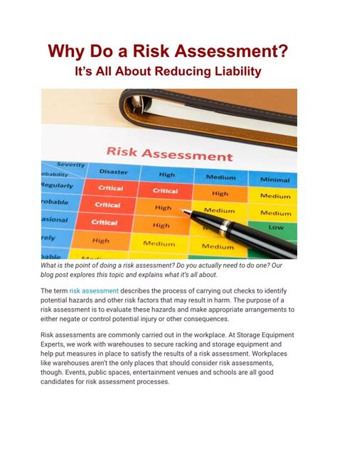 Ppt Why Do A Risk Assessment Its All About Reducing Liability Powerpoint Presentation Id