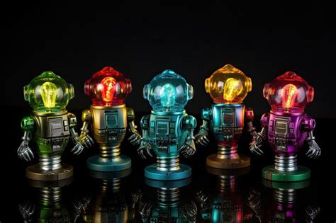 Premium Ai Image Toy Robots Display Light Bulbs Symbolizing Cyber
