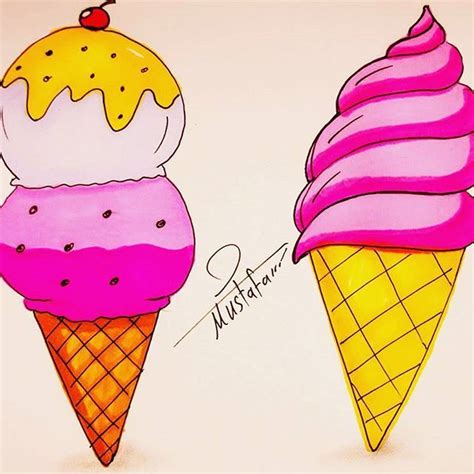 تعليم الرسم للاطفال طريقة رسم الايس كريم الخطوات على قناتي في اليوتيوب