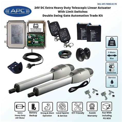 Double Swing Gate Opener Extra Heavy Duty Telescopic Linear Actuator