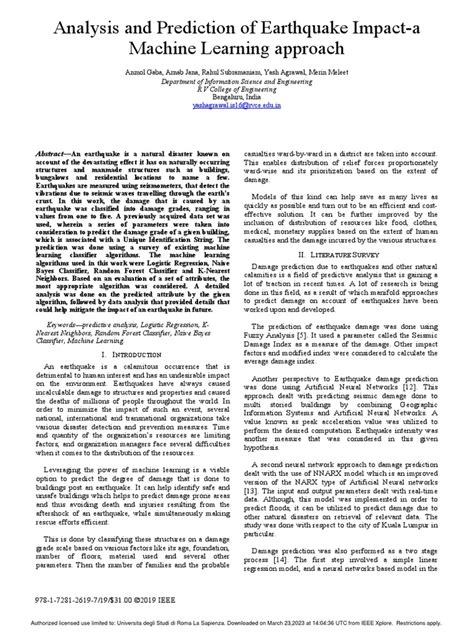 analysis and prediction of earthquake impact a machine learning
