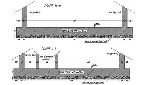 Autocad 2d Drawing Of Cross Section Of Foundation Formwork With Details