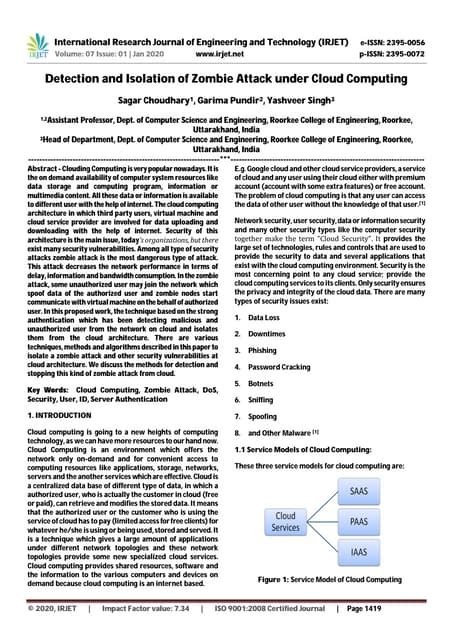 irjet detection and isolation of zombie attack under cloud computing pdf