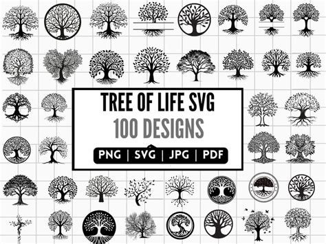 Tree Of Life SVG Bundle Tree Designs Vector Files Tree Of Life PNG Designs Laser Cut Files