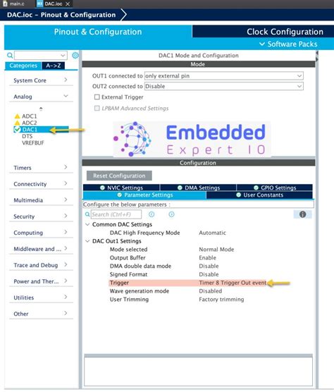 Getting Started With Stm32h5 Arm Cortex M33 Dac With Dma And Timer Embeddedexpertio