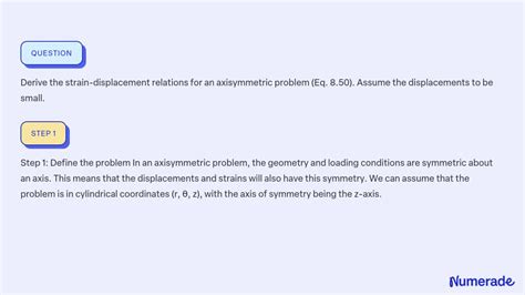 ⏩solved Derive The Strain Displacement Relations For An Axisymmetric… Numerade